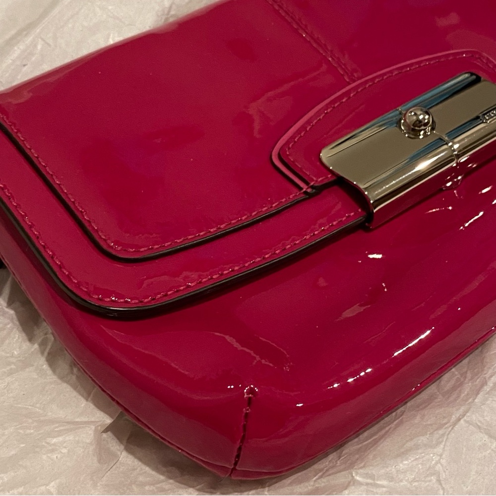 Coach Kristin Raspberry Patent Leather Clutch - Gem